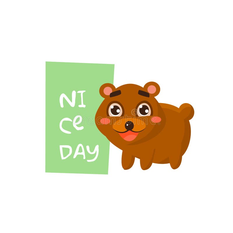Cute Bear with a Sign for Text Stock Vector - Illustration of postcard ...