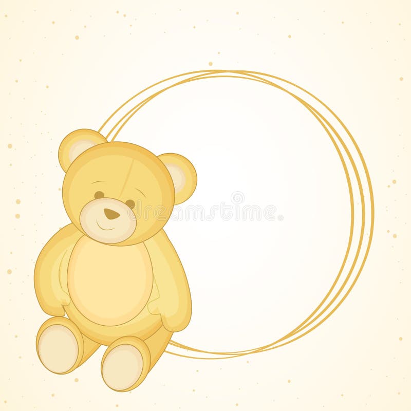 Cute Bear Sit with Circle Shape Blank Frame. Stock Illustration ...