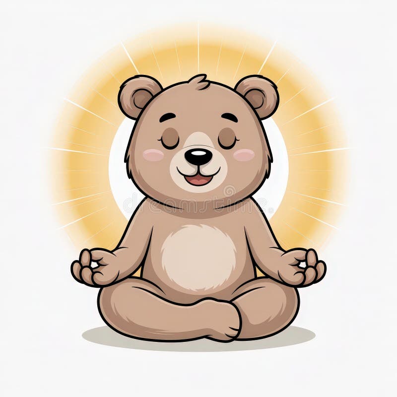 Whimsical Bear Practicing Meditation in a Serene, Peaceful Environment ...