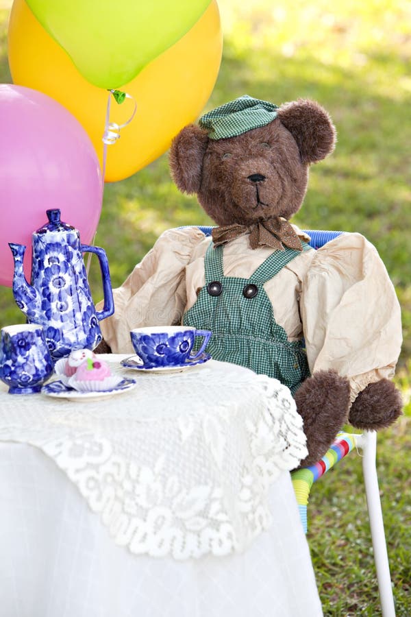 Cute bear at tea party stock image. Image of imagination - 19951373