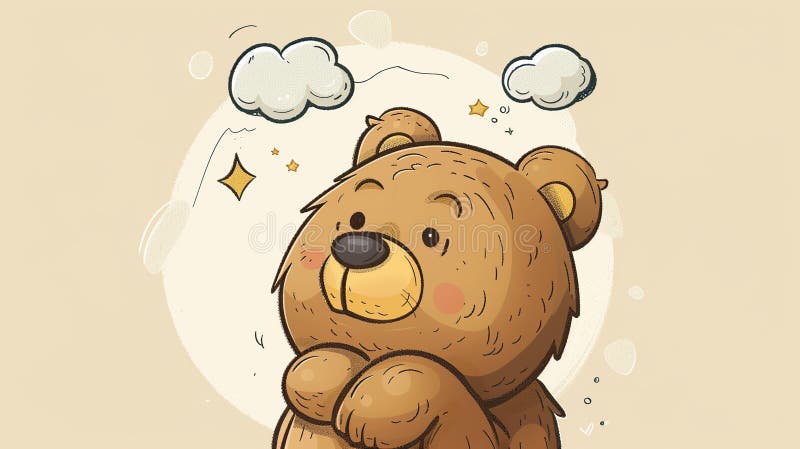 Cute Bear Thinking and Confused . Generative Ai Stock Illustration ...