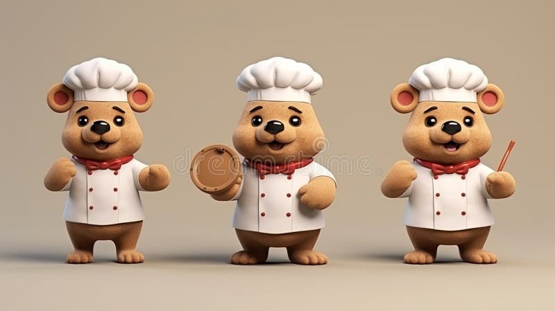 Cute Bear Wearing Chef Uniform. Ai Generative Stock Illustration ...