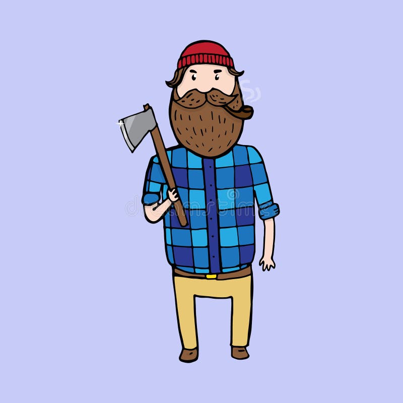 Cute Lumberjack With An Axe Stock Illustration - Illustration of dork ...
