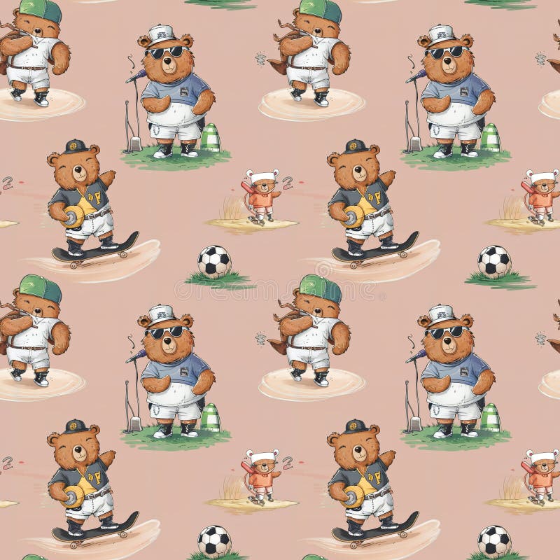 Cute Bears Seamless Pattern for Wallpaper and Wrapping Paper Stock ...