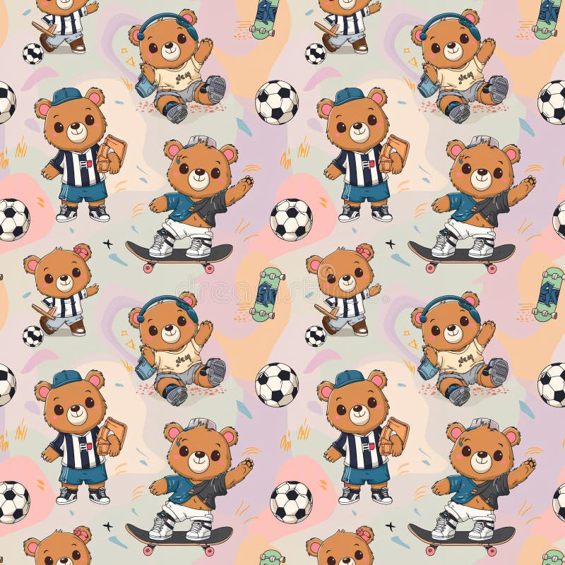Cute Bears Seamless Pattern for Wallpaper and Wrapping Paper Stock ...
