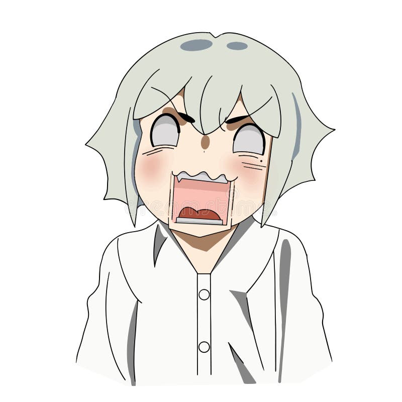 Cute Beautiful Anime Girl Shocked Anime Illustration Stock Vector