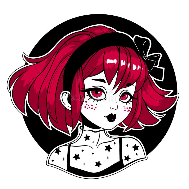 Beautiful Cartoon Girl With Red Hair Stock Vector Illustration Of
