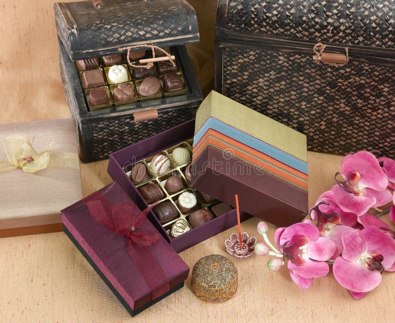 Cute and Beautiful of Chocolates Boxes Stock Photo - Image of ...