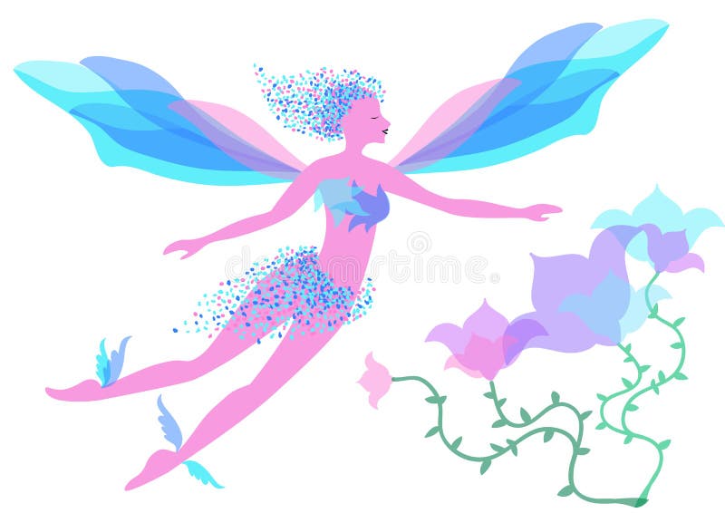 Cute Beautiful Magic Flying Fairy Stock Vector - Illustration of doodle ...