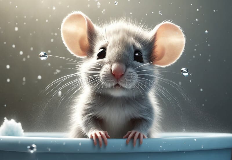 Cute Beautiful Mouse Washes Under the Shower with Water Stock Image ...