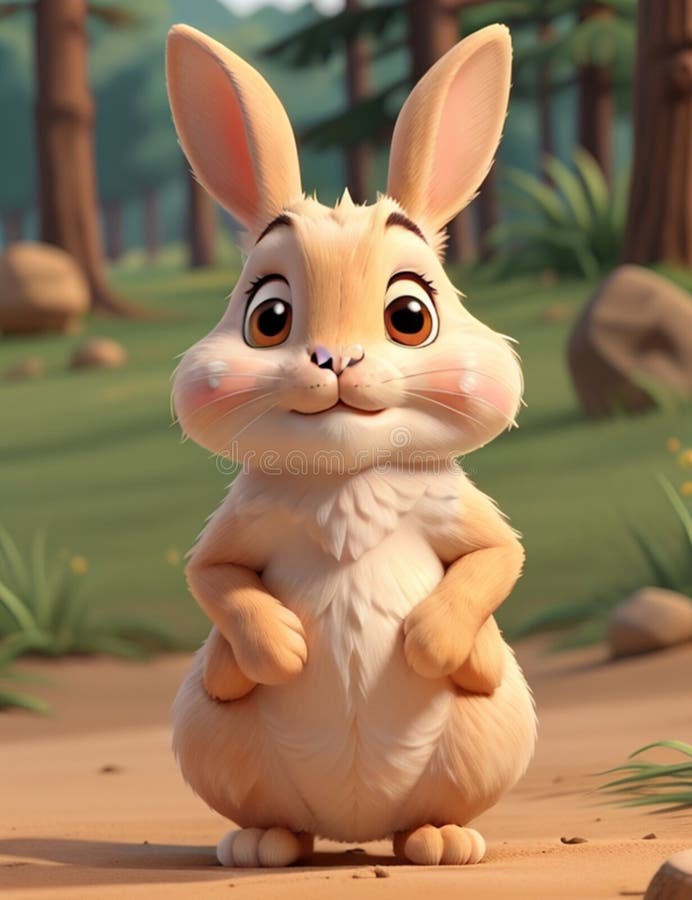 Cute and Beautiful Rabbit in the Forest Stock Illustration ...
