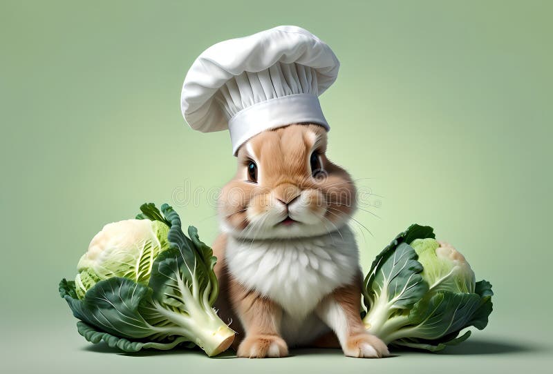 Cute Beautiful Rabbit with Green Cabbage Stock Image - Image of cabbage ...