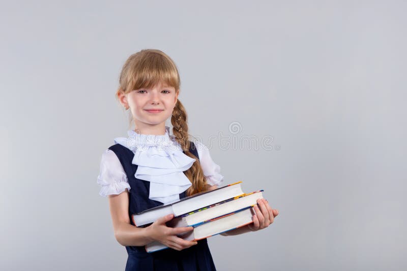 Cute Beautiful Schoolgirl With Books Stock Image - Image of happy ...