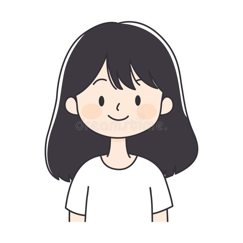 Cute Beautiful Young Girl Cartoon Character with Smiling Expression ...