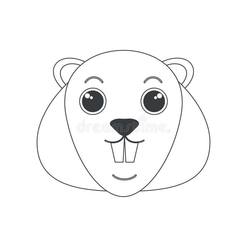 Cute Beaver Face with Teeth and Eyes, Animals Head of Simple Geometric ...