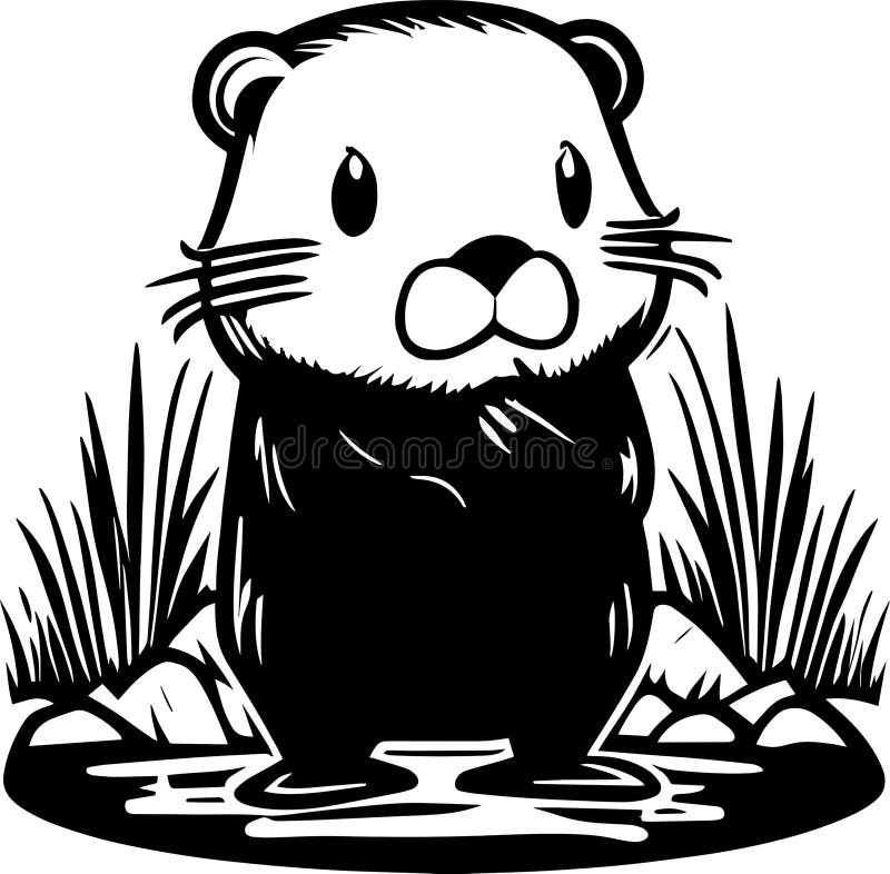 Cute Beaver Logo Monochrome Design Style Stock Vector Illustration Of Graphic Style 272413104