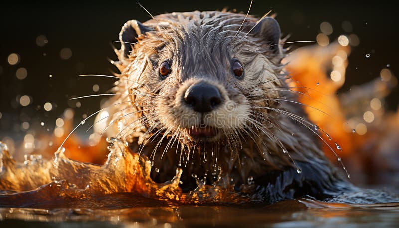 Cute Beaver Playing in the Snow Near a Frozen Pond Generated by AI ...