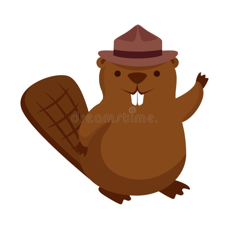 Cute Beaver with Ranger Hat Mascot Animal Stock de ilustración ...