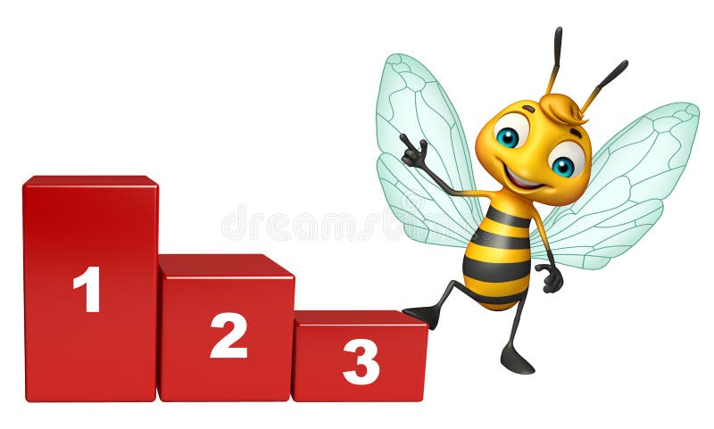 Cute Bee Cartoon Character with Level Stock Illustration - Illustration ...