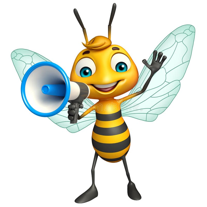 Bee Shouting Into Megaphone Stock Illustration - Illustration of black ...