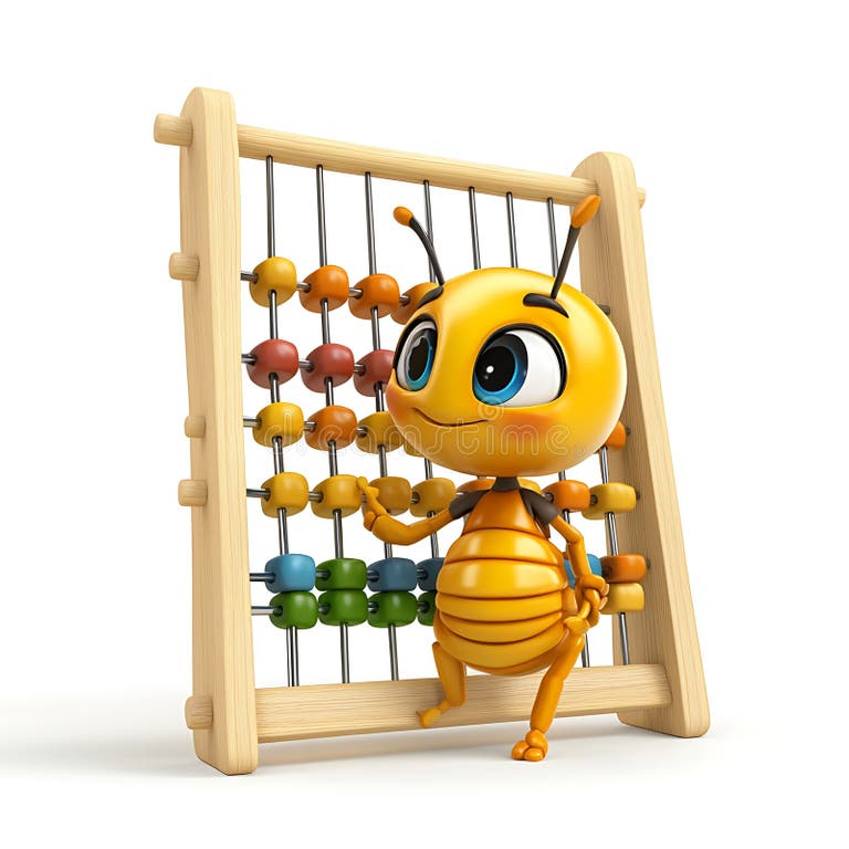 Cute Bee Character Using an Abacus for Math Calculations Stock ...