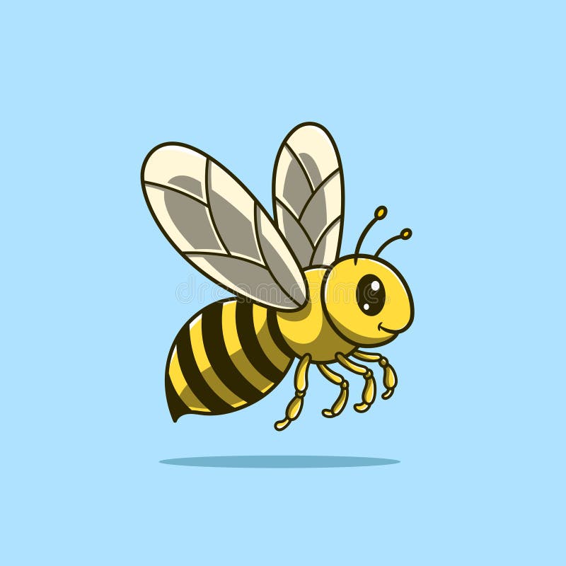 Cute Yellow Bee Flying Cartoon Stock Vector - Illustration of baby ...
