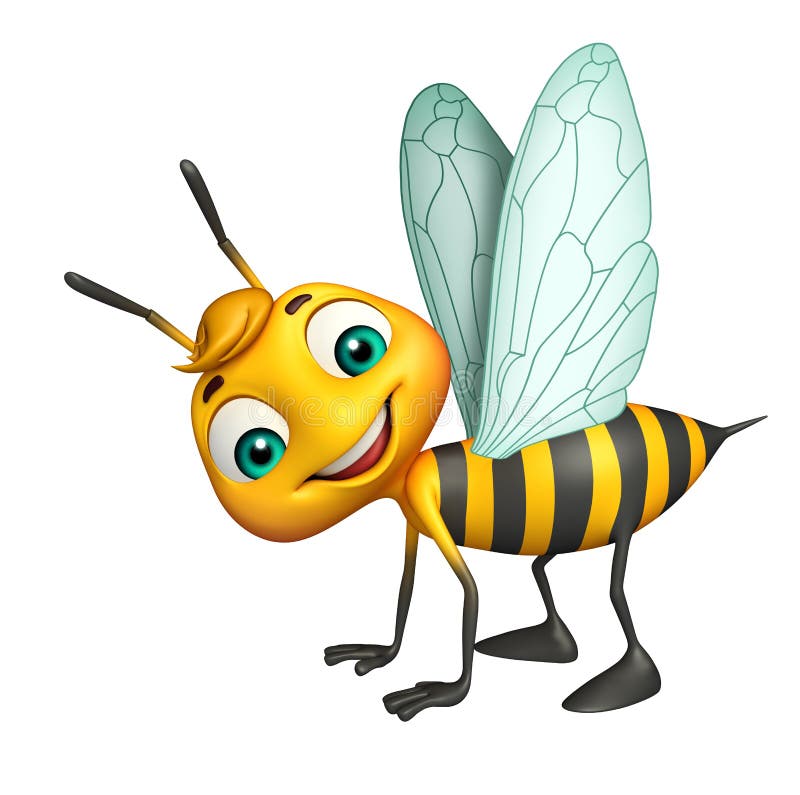 Cute Bee Funny Cartoon Character Stock Illustration - Illustration of ...