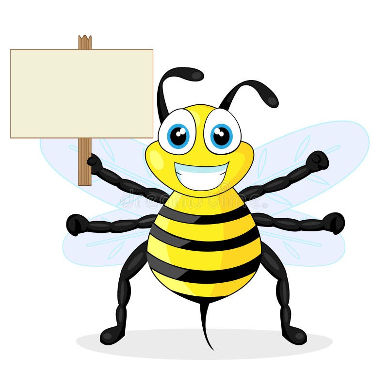 Cute bee with sign stock vector. Illustration of cartoon - 18892005