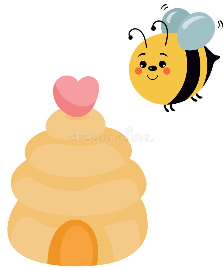 Cute bee with honey hive stock vector. Illustration of design - 328292656