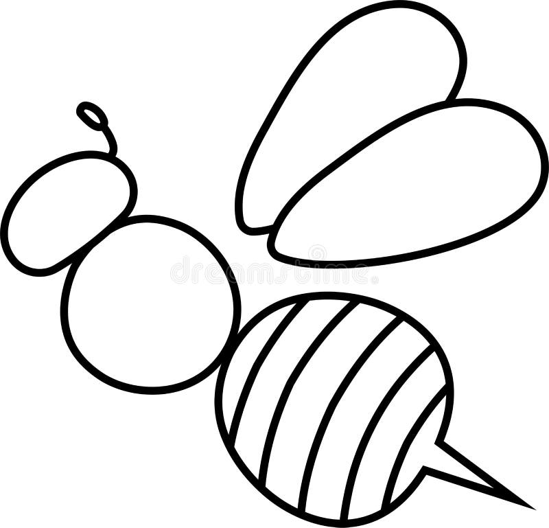 Cute bee outline stock vector. Illustration of danger - 198474396