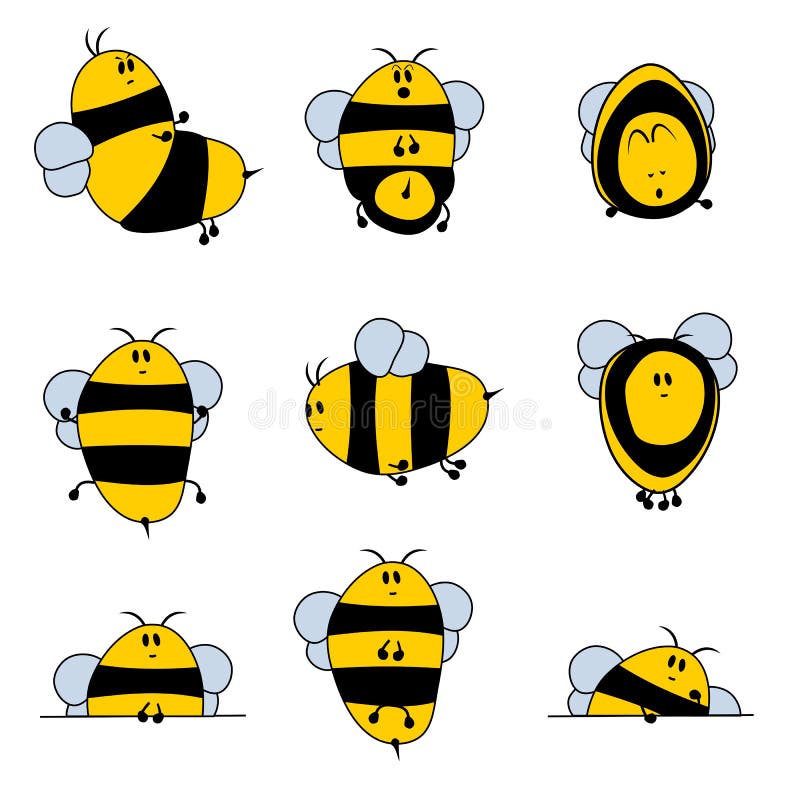 Cute Bee Set stock illustration. Illustration of cartoon - 77625223