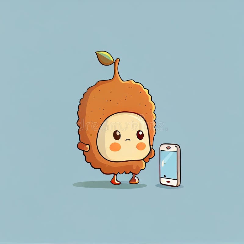 Cute Beechnut Cartoon Character Looking At The Smartphone Cartoon Style Modern Simple