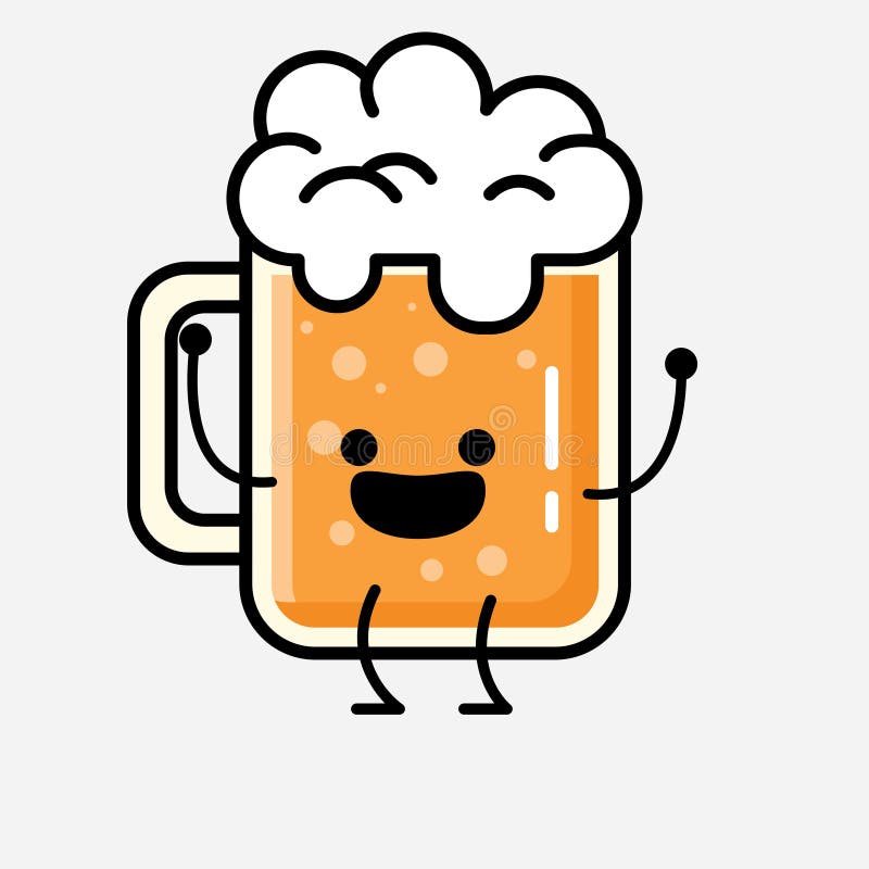 Cute Beer Mascot Vector Character in Flat Design Style Stock Vector ...
