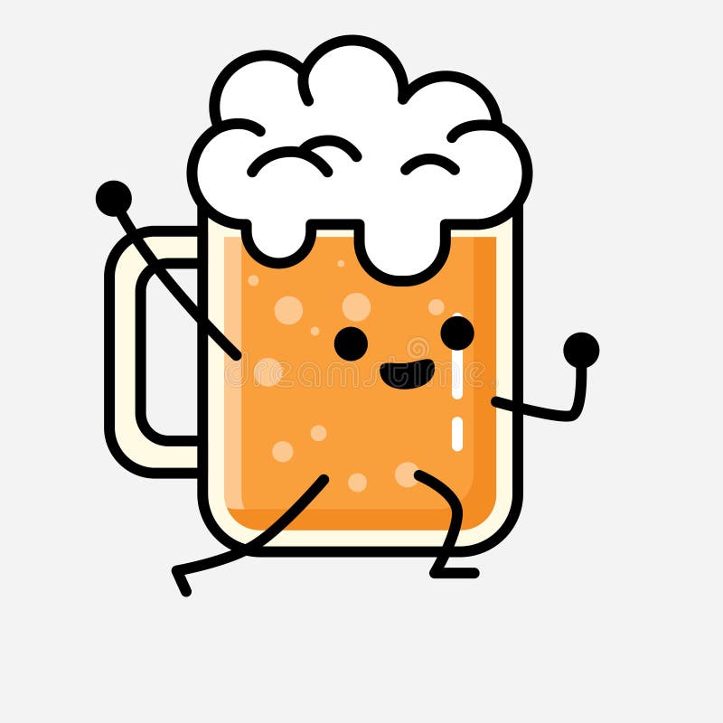 Cute Beer Mascot Vector Character in Flat Design Style Stock Vector ...