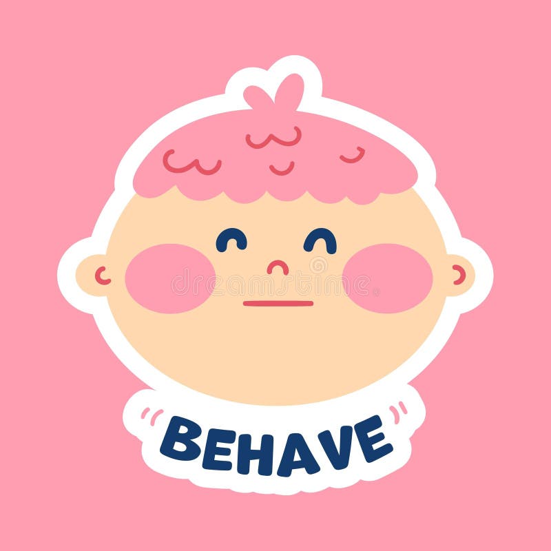 Cute Behave Boy Circle Stiker Stock Illustration - Illustration of logo ...
