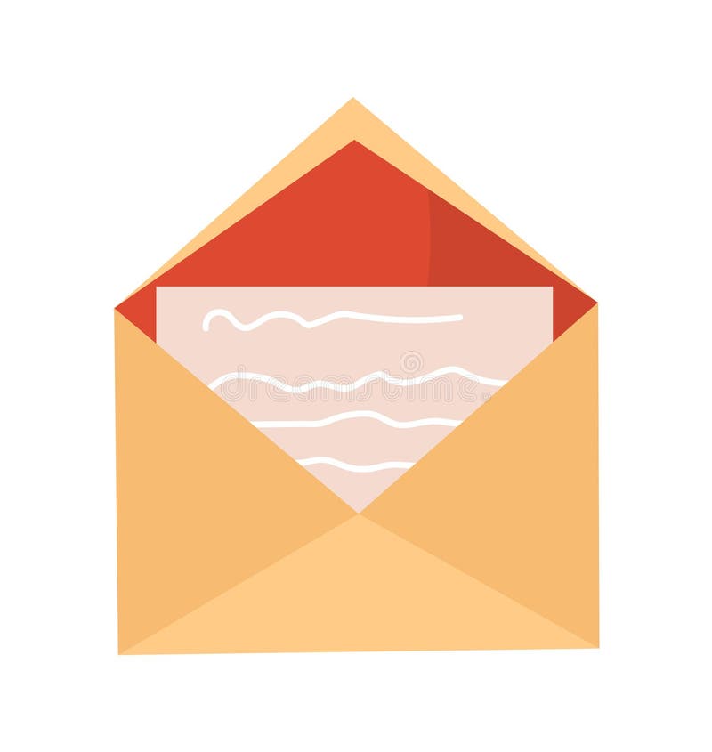 Beige Envelope on a White Background in Cartoon Style Stock ...