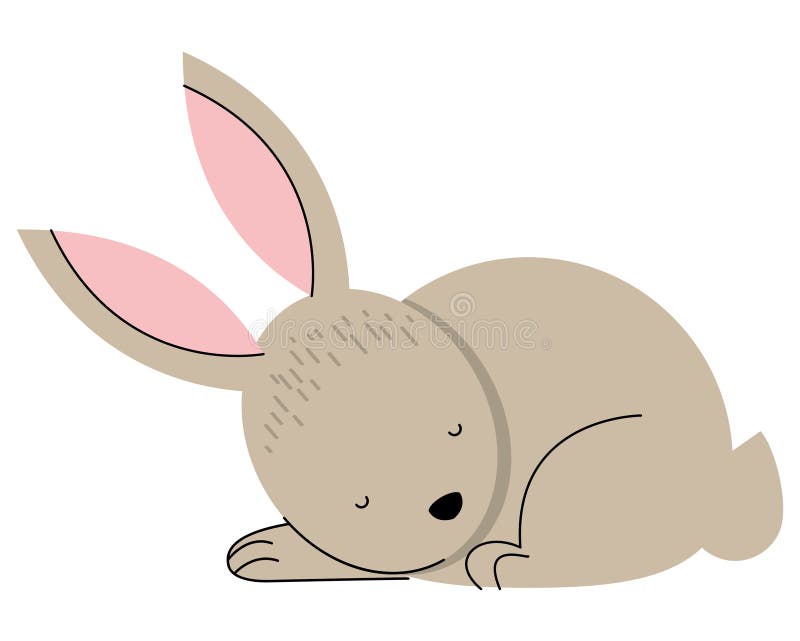 Cute beige rabbit sleeping stock vector. Illustration of animal - 269546823