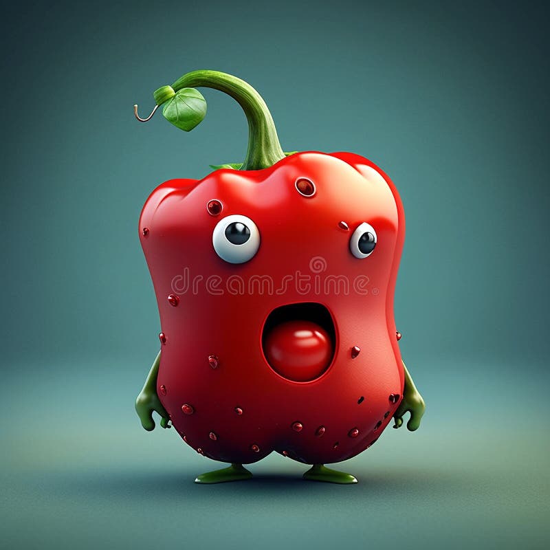 Cute Bell Pepper Character Illustration Using Generative AI Stock ...