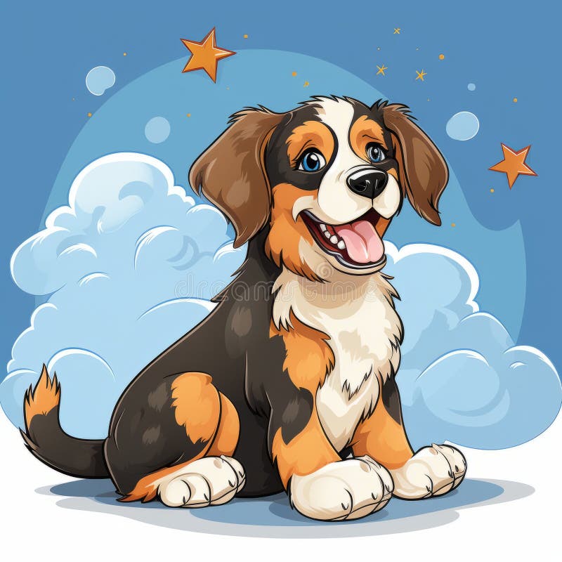 Cute Bernese Mountain Dog Vector Illustration Stock Illustration ...
