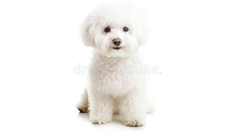 Cute Bichon Frise Puppy Sitting Stock Photo - Image of furry, breed ...