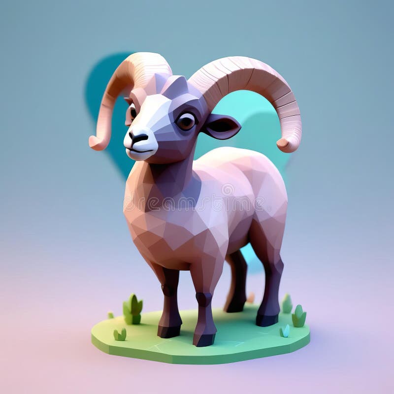 A Cute Bighorn Sheep in Pastel Colors Stock Illustration - Illustration ...