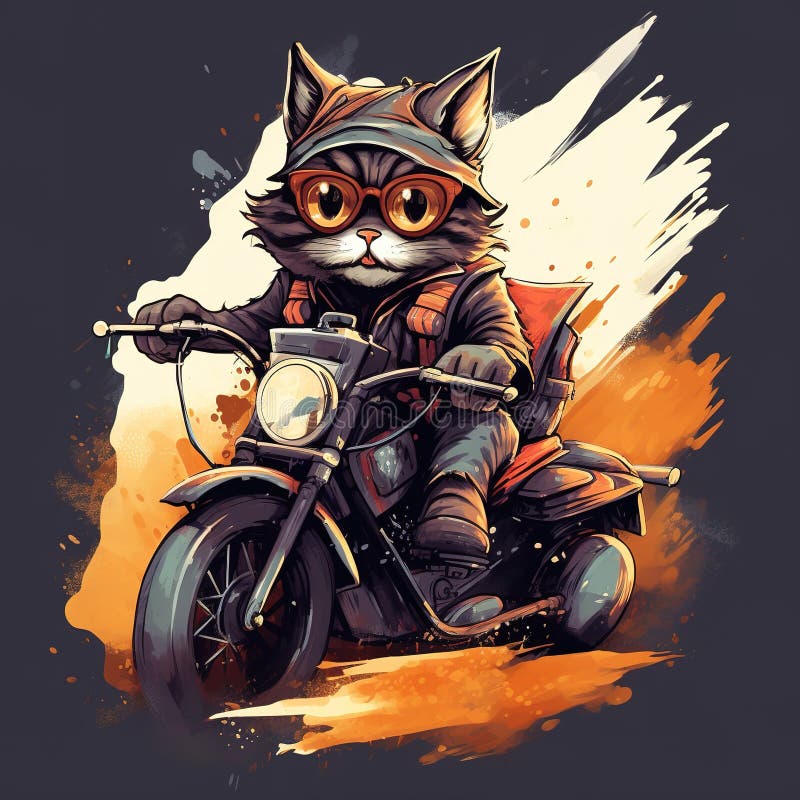 Retro Motorcycle Cat Stock Illustrations – 948 Retro Motorcycle Cat ...