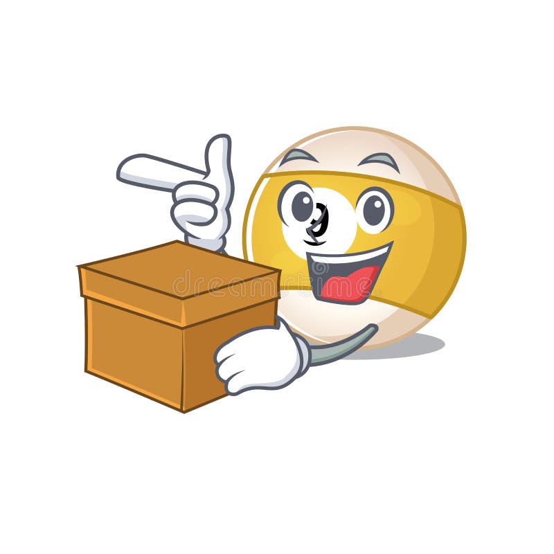 Cute Billiard Ball Cartoon Character Having a Box Stock Vector ...