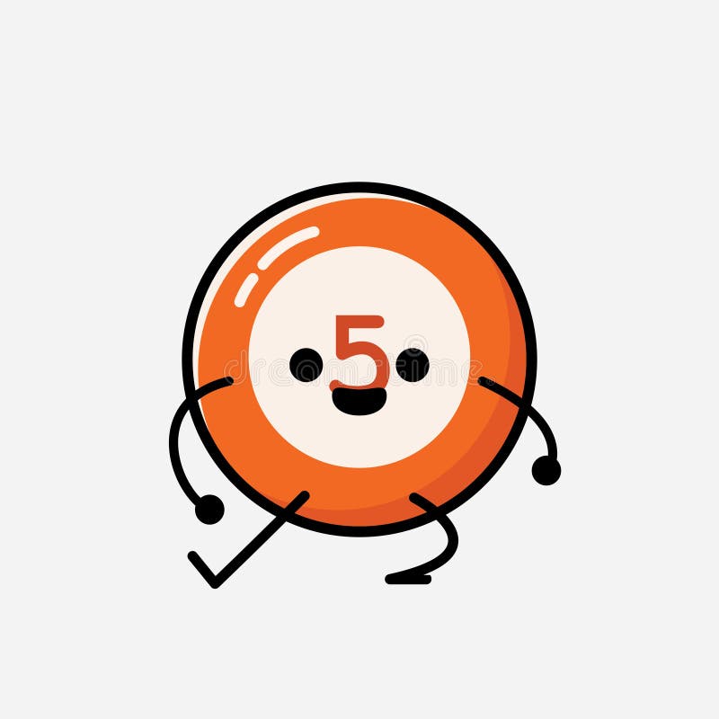 Cute Billiard Ball Mascot Vector Character in Flat Design Style Stock ...
