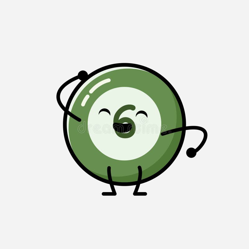 Cute Billiard Ball Mascot Vector Character in Flat Design Style Stock ...