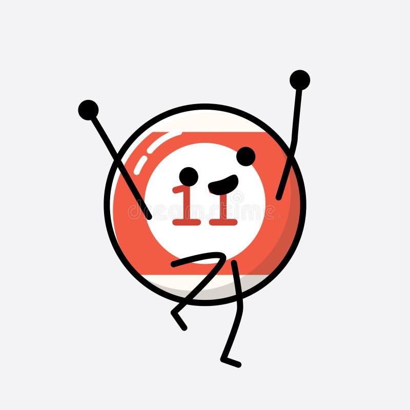 Cute Billiard Ball Mascot Vector Character in Flat Design Style Stock ...