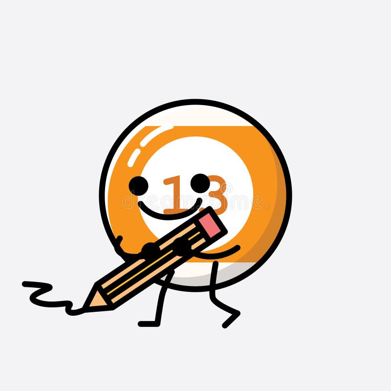 Cute Billiard Ball Mascot Vector Character in Flat Design Style Stock ...