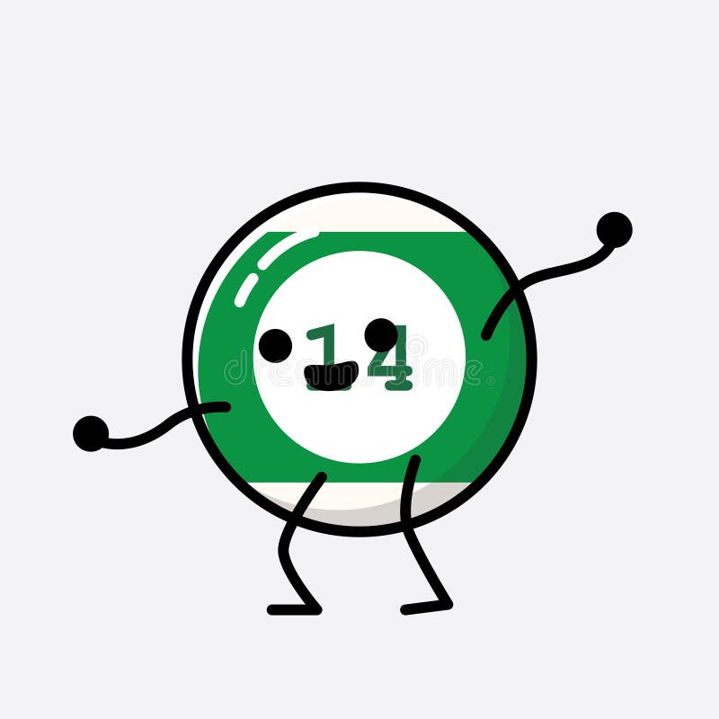 Cute Billiard Ball Mascot Vector Character in Flat Design Style Stock ...
