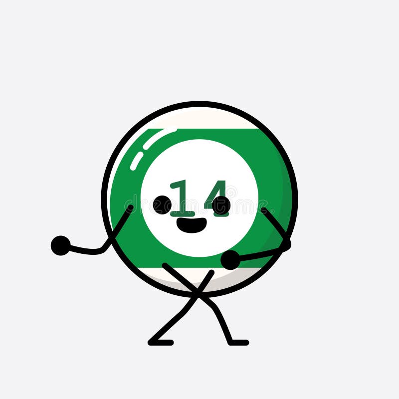 Cute Billiard Ball Mascot Vector Character in Flat Design Style Stock ...