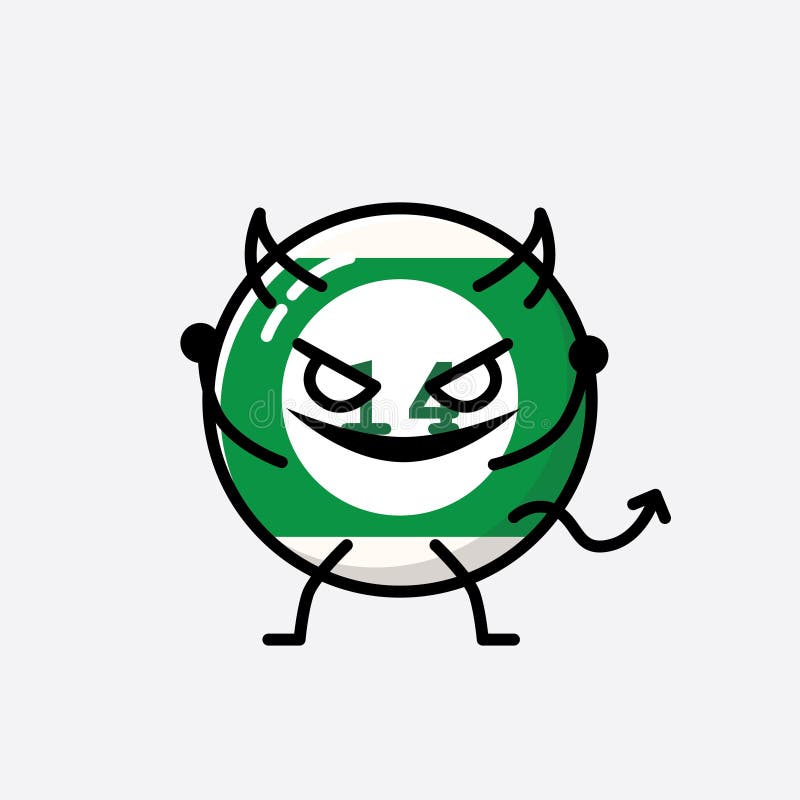 Cute Billiard Ball Mascot Vector Character in Flat Design Style Stock ...